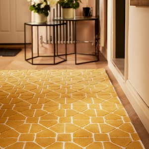 Yellow Hand Made Tufted Rug Custom Woolen Area Rug 8x10 9x12 4x6 5x8 ...