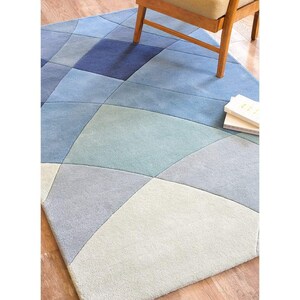 Abstract Tufted 8x10 Blue Rugs 6x9 Wool Tufte Rug 5x8 9x10 Living Room ...