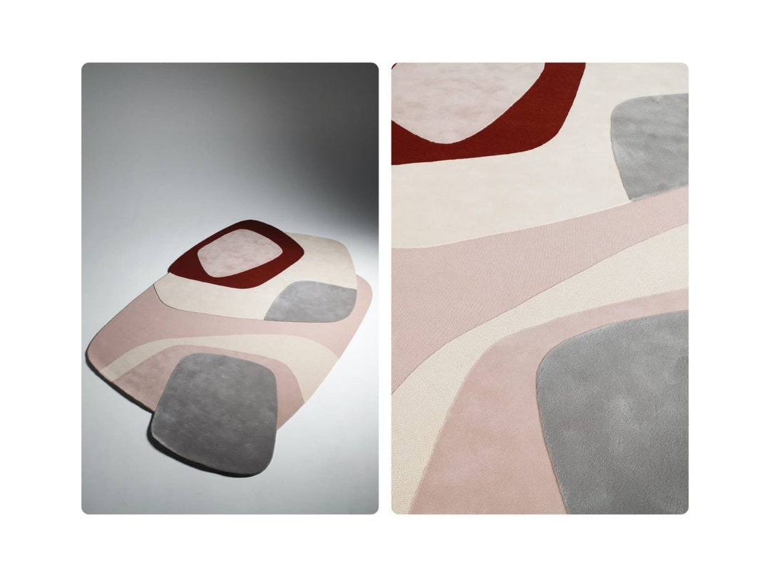 Pink Area Rug Hand Tufted 5x7, 5x8, 6x8, 7x10 Irregular Shape Rugs ...