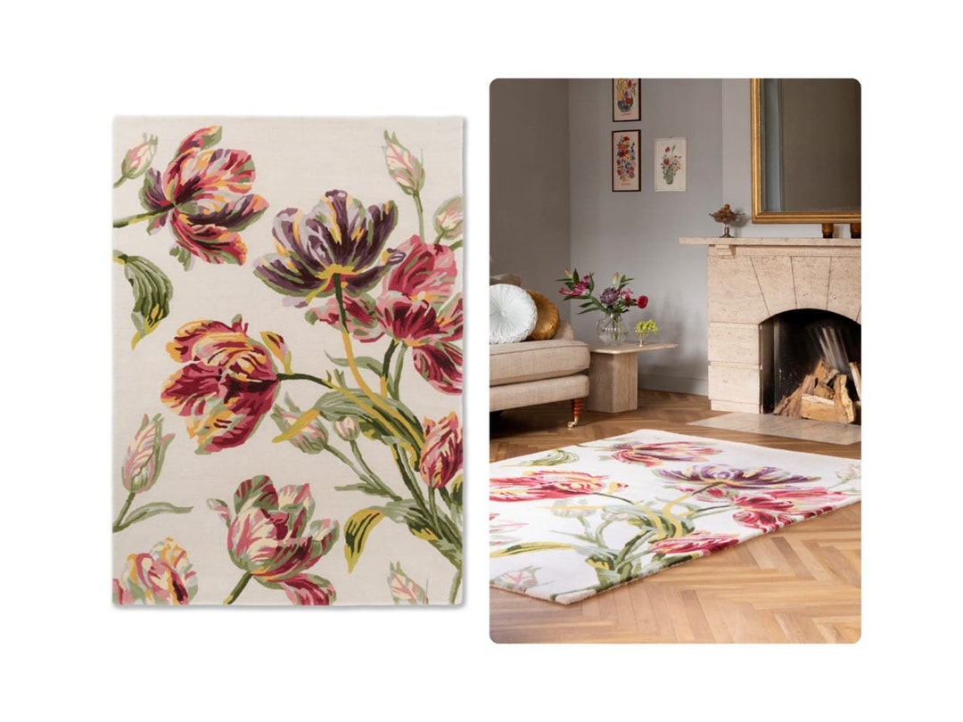 Cream Area Rug for Living Room 8x10, Wool, Hand Tufted, Handmade, Soft ...