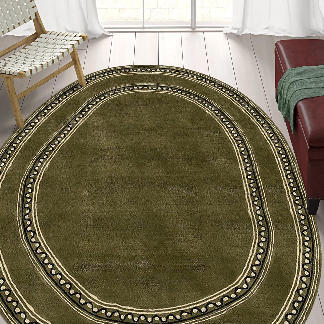 Oval Tufted Green Color 8x10, 8x11, 8x13, 9x10, 9x12 Contemporary ...