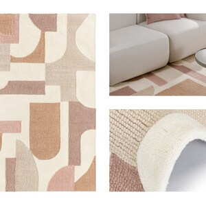 Cream Tufted Rug Handmade Area Rugs Wool Tufte Living Room Carpet, 5x7 ...