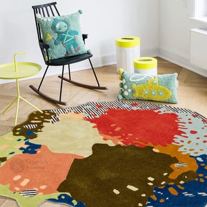 Irregular Rugs Tufted Round Wool Area Rug 5x5, 6x6, 7x7, 8x8 Irregular ...