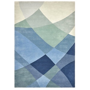 Abstract Tufted 8x10 Blue Rugs 6x9 Wool Tufte Rug 5x8 9x10 Living Room ...