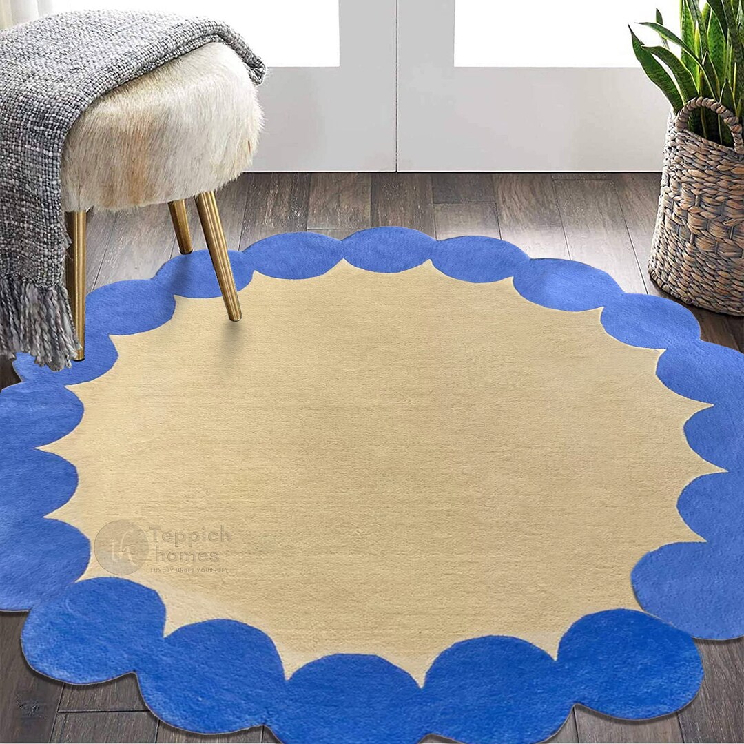Round Blue Rug, Cobalt Blue Rug Round, 6x6, 7x7, 8x8, 9x9, Teppich ...