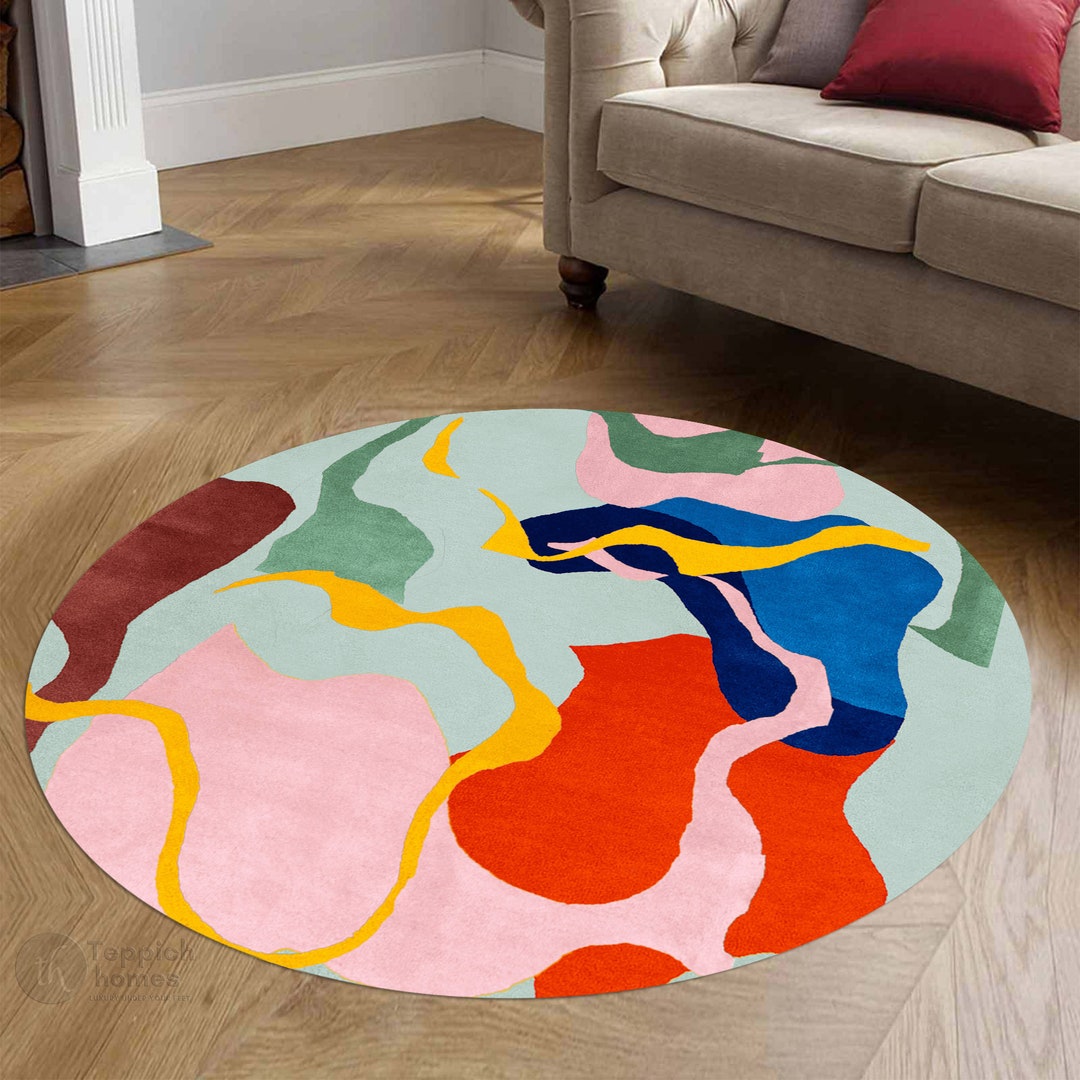 Round Area Rug 6x6, 7x7, 8x8, 16x16, 12x12 Circle Rug Hand Tufted ...