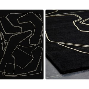 Black and White Abstract 10x14 Rug Black and White Wool Rug Black ...