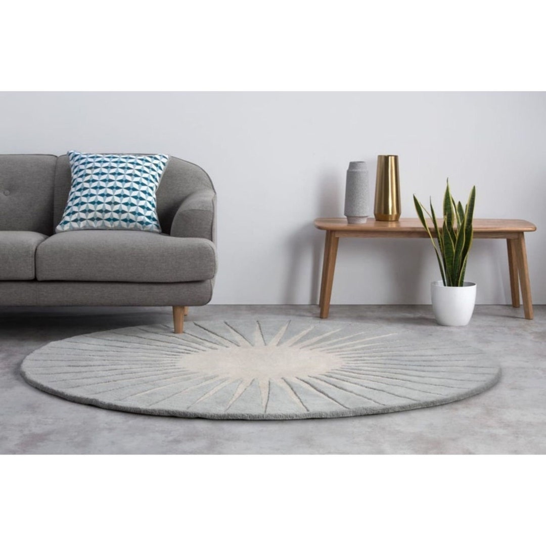 7x7 Round Rug, Gray Color, Hand Tufted, 8x8, 9x9, 10x10, 12x12, Round ...