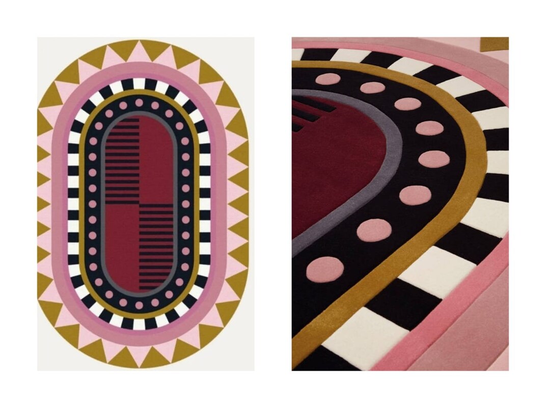 Abstract Area Rug Handmade Tufted Rug Oval Tufted Rugs, 6x8, 6x9, 7x10 ...