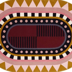 Abstract Area Rug Handmade Tufted Rug Oval Tufted Rugs, 6x8, 6x9, 7x10 ...