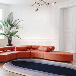 Abstract Oval Rug Blue Natural Tufted 8x10, 8x11, 8x13, 9x10 Large Oval ...