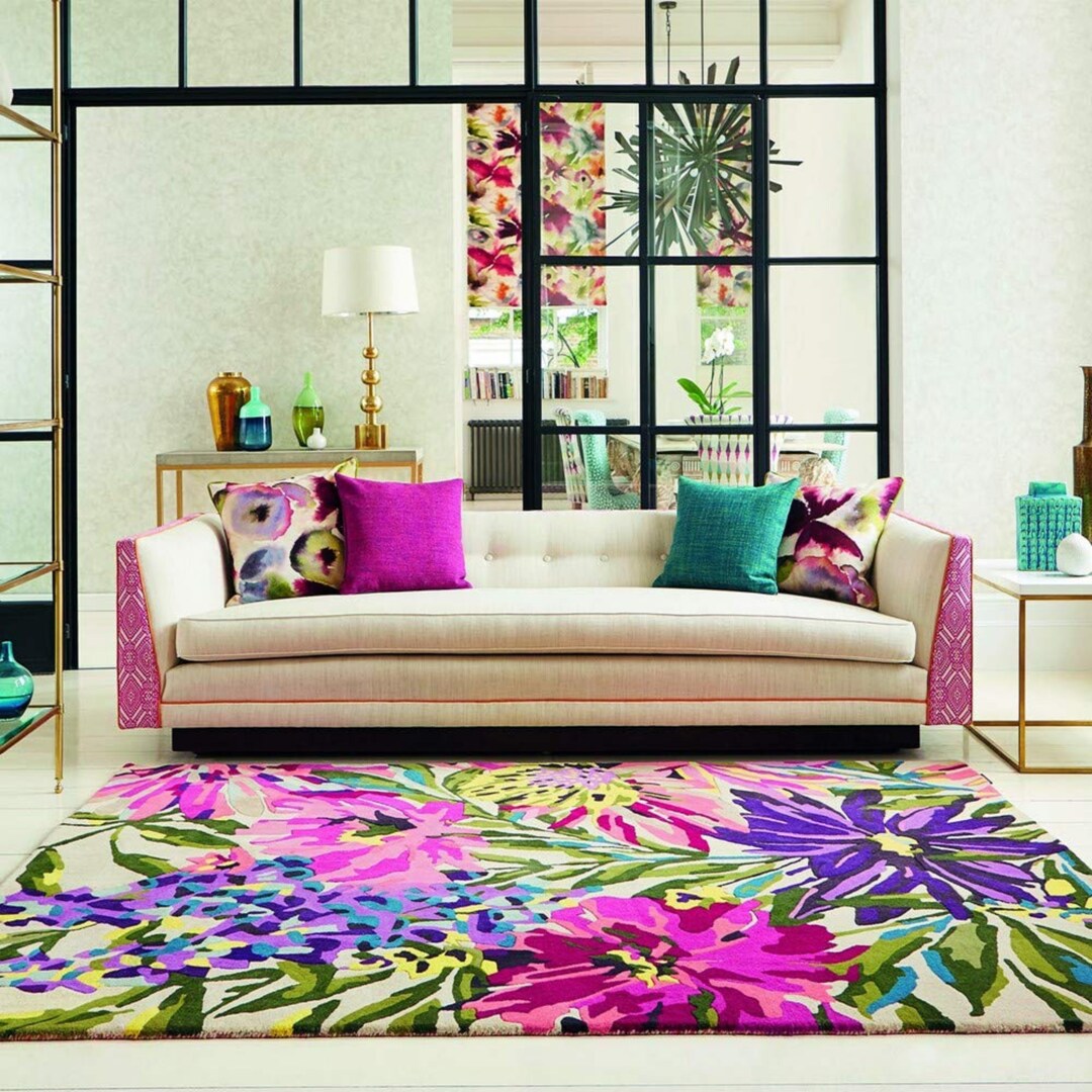 Flower Design Area Rug 5x7, 5x8, 6x8, 6x9, 8x10 Floor Rugs Hand Tufted ...