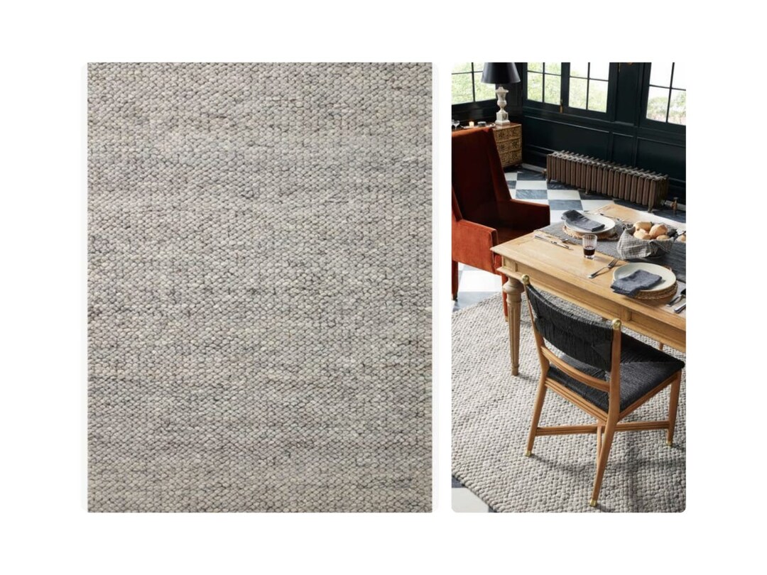 Chunky Wool Rug Grey Woven Rug Hand Woven Rugs 5x7, 5x8, 6x8, 6x9 Area ...