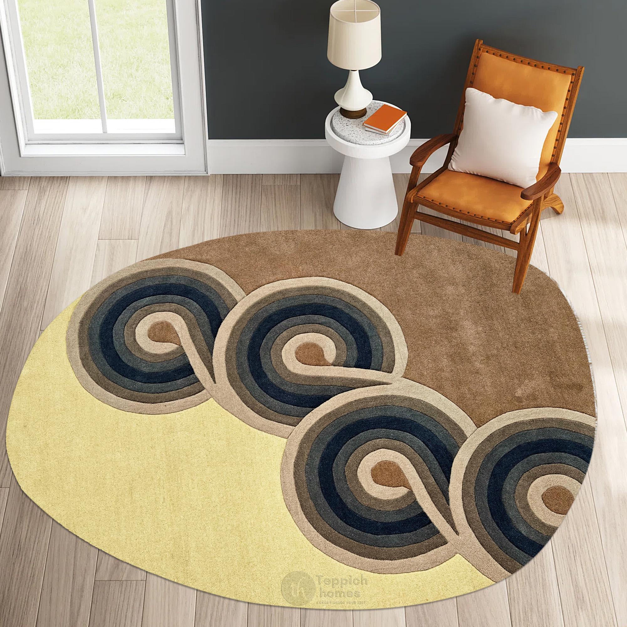 Irregular Shape Rug Wool Rug With Brown Rugs for Living Room 5x7, 6x8 ...