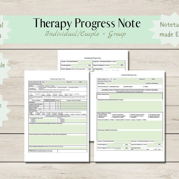 Therapy Progress Notes - Etsy