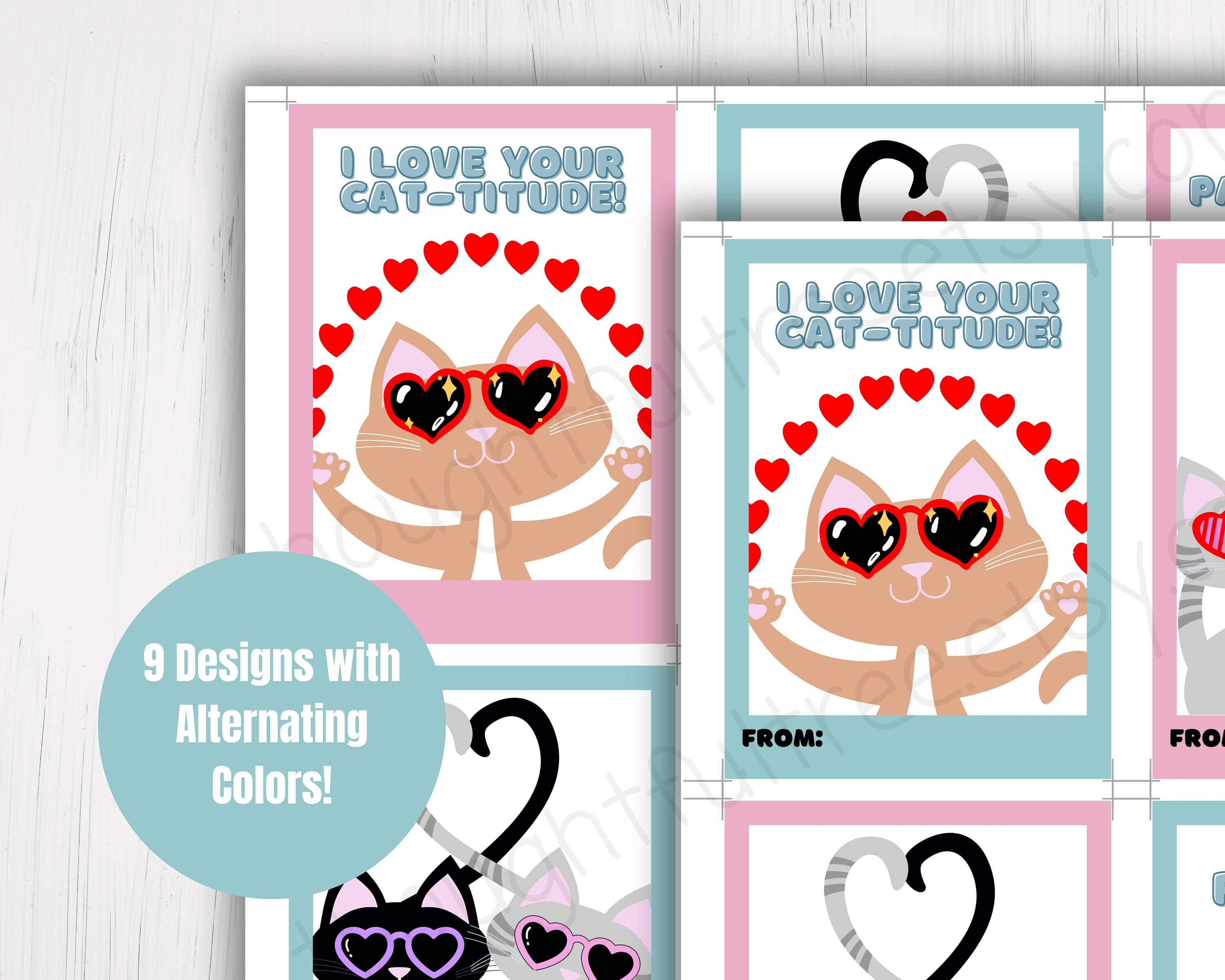 Printable Cat Valentine's Day Cards for Kids, Funny Animal Pun ...