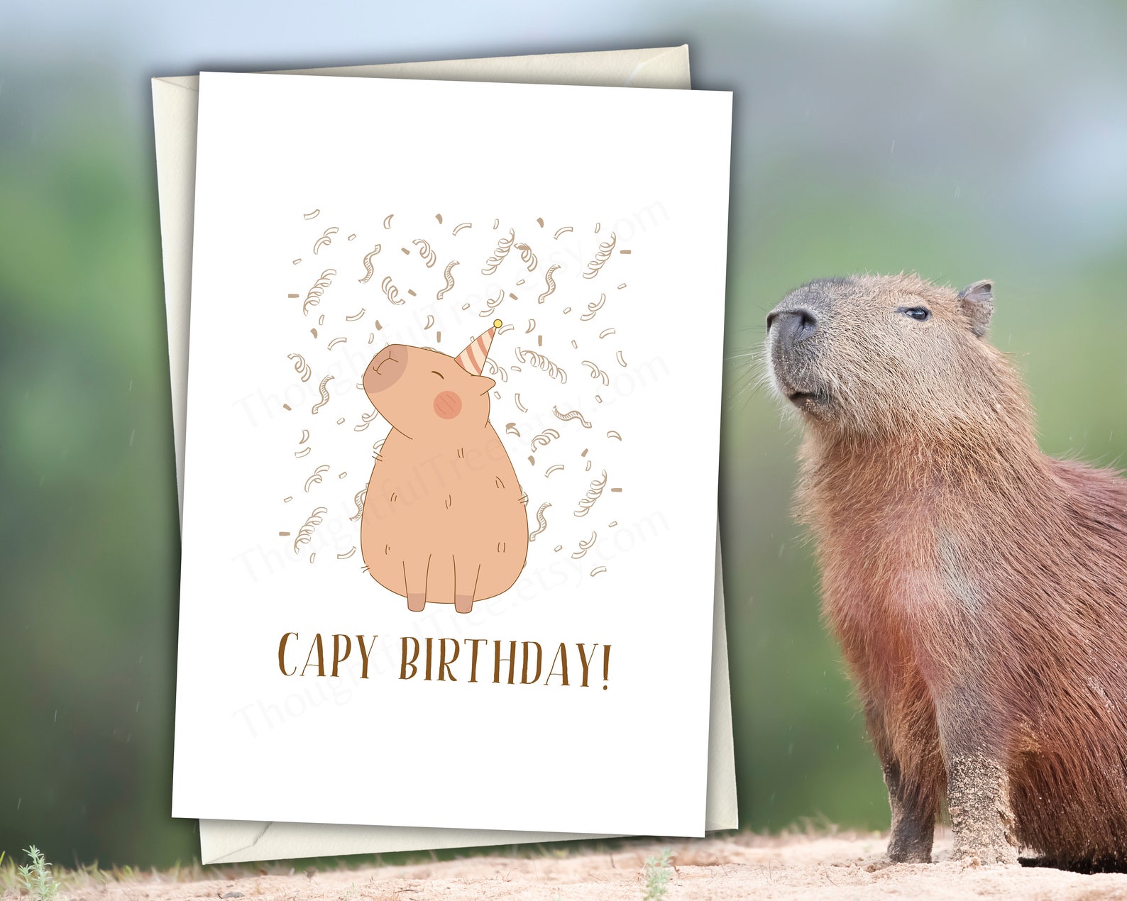 Printable Capybara Pun Birthday Card Funny Capy Birthday Greeting Cute ...