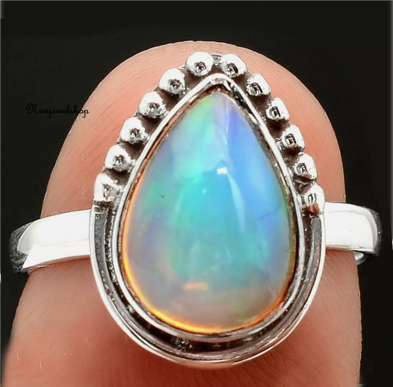 Opal Ring, 925 Silver Ring, Fire Opal Band Ring, Handmade Ring, Opal ...