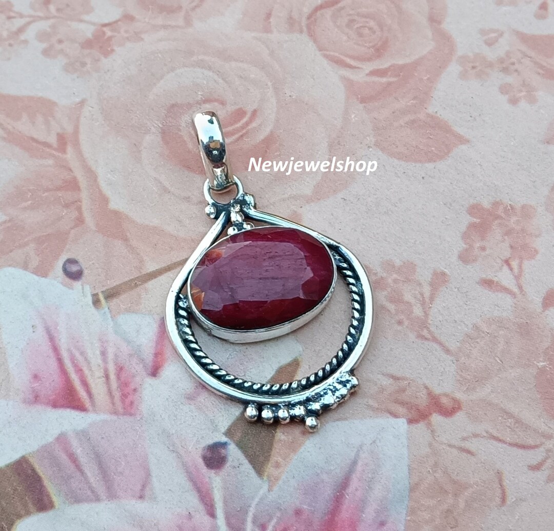Genuine Ruby Stone, Pure Sterling Silver, Astrological Pendant ...