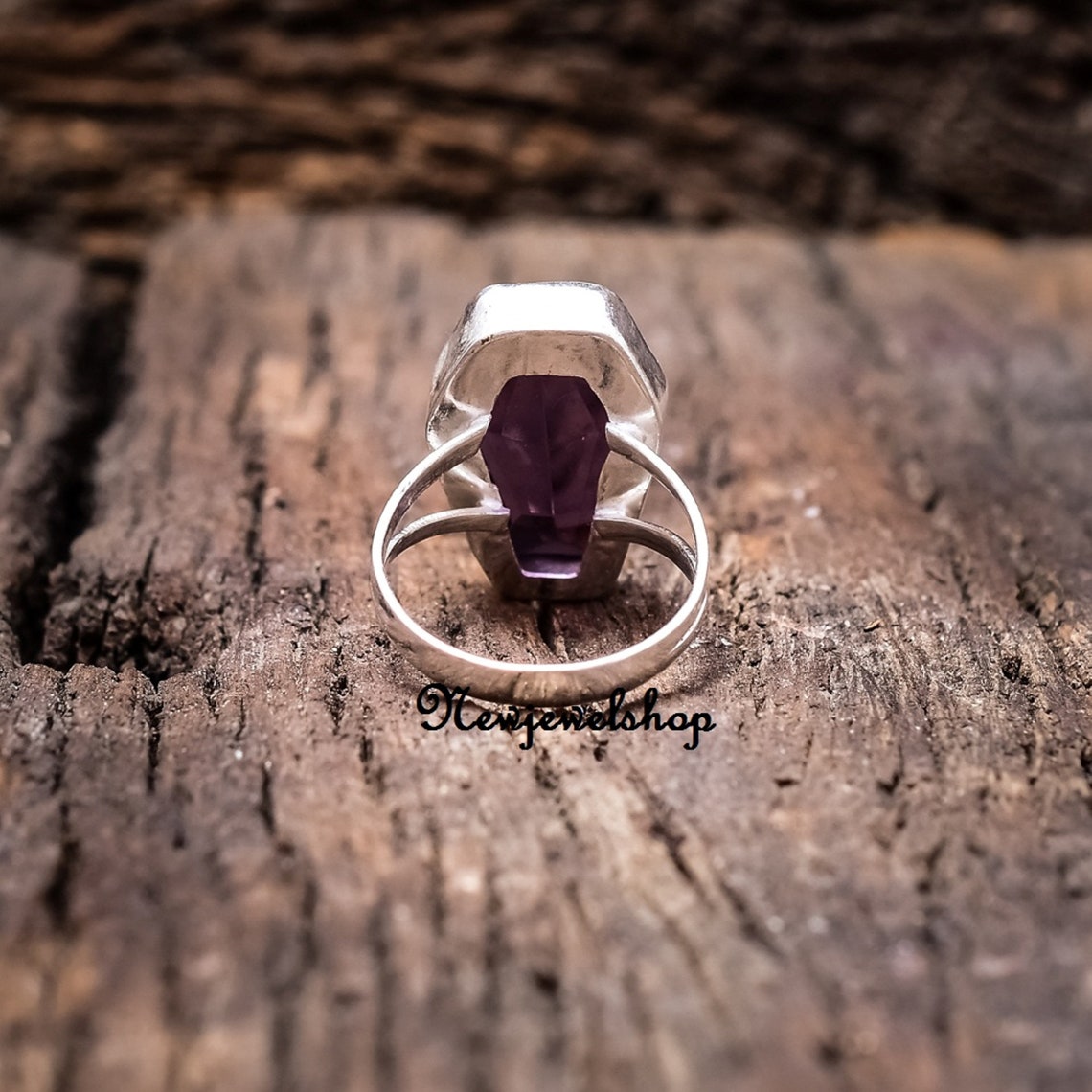 Coffin Shape Purple Gemstone Ring Amethyst Ring Coffin Ring - Etsy