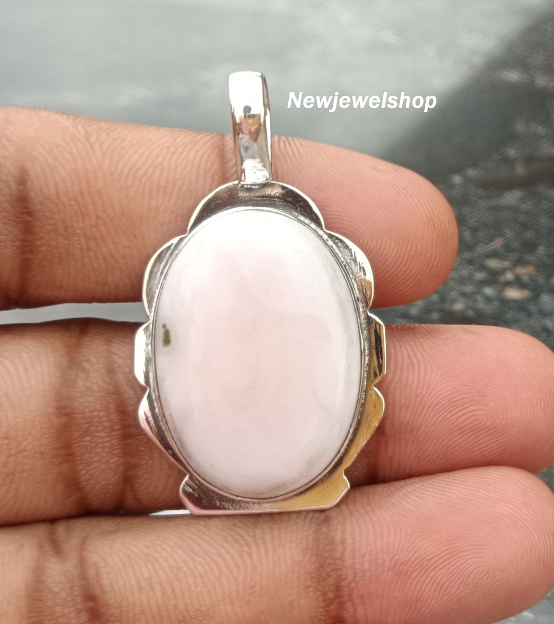Genuine Pink Opal Stone, Pure Silver Pendant, Astrological Pendant, Empowerment, Meditation ...
