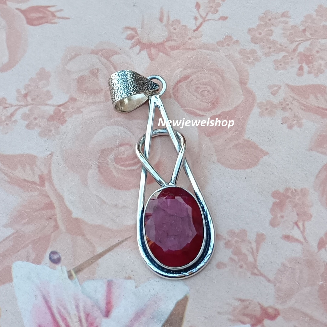 Genuine Ruby Stone, 925 Sterling Silver, Astrological Pendant ...