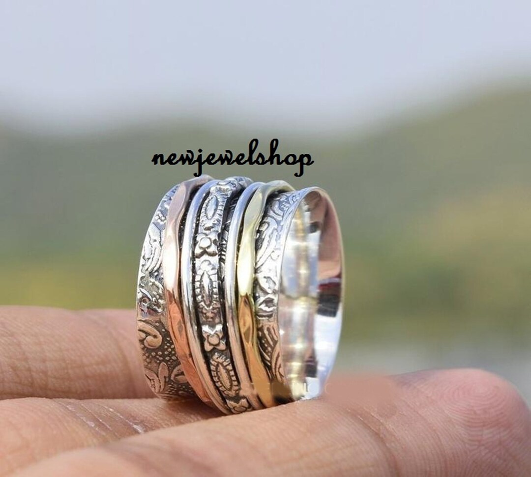 Spinner Ring, 925 Silver Ring, Spinner Meditation Ring, Multi Spinner ...
