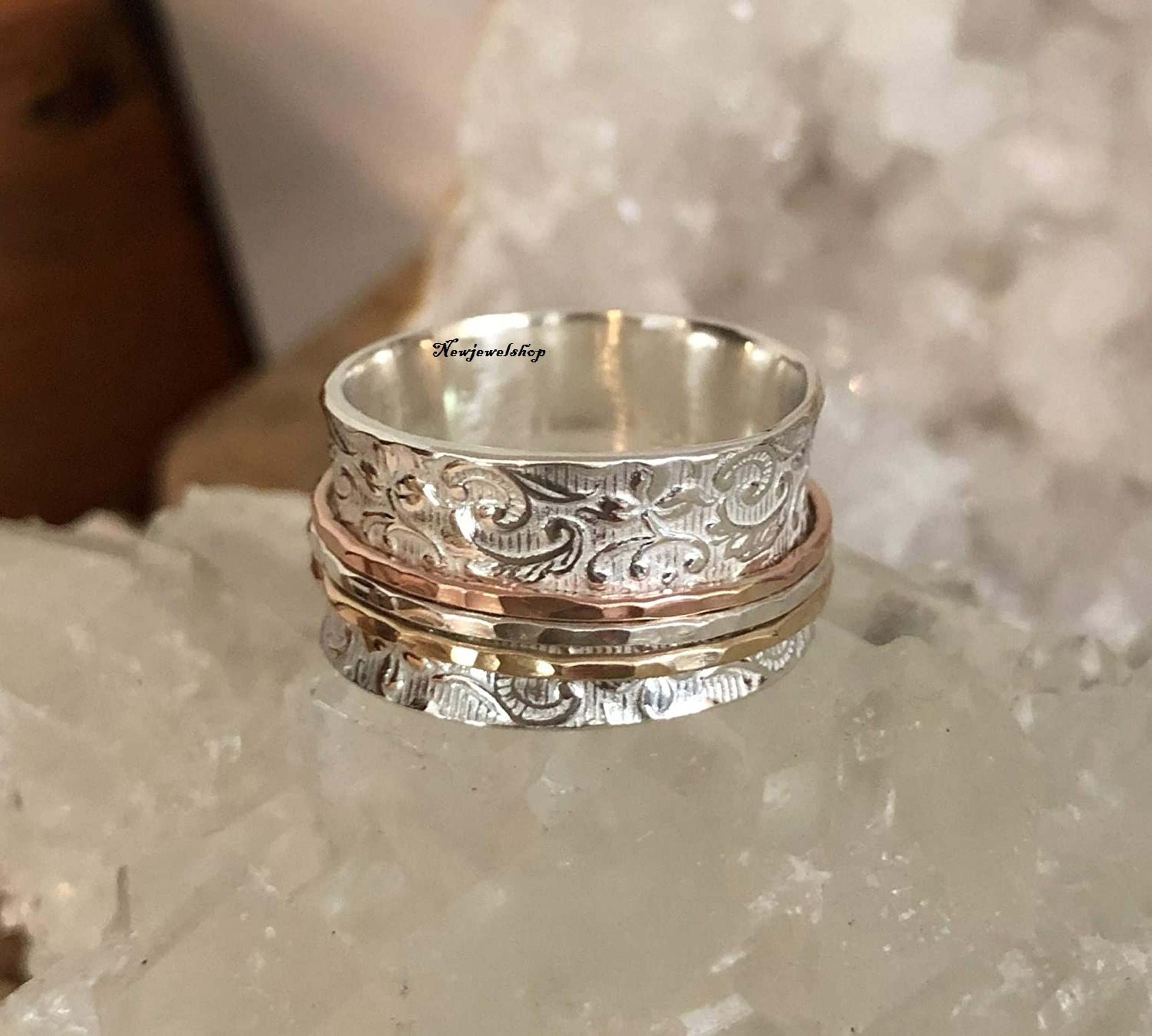 Spinner Ring, 925 Sterling Silver, Handmade Ring,meditation Ring, Three ...