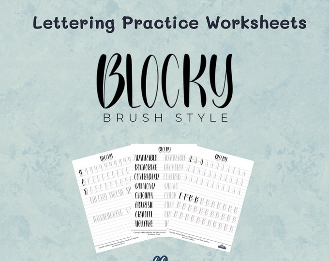 Blocky Handlettering Style Practice Workbook iPad Lettering Digital ...