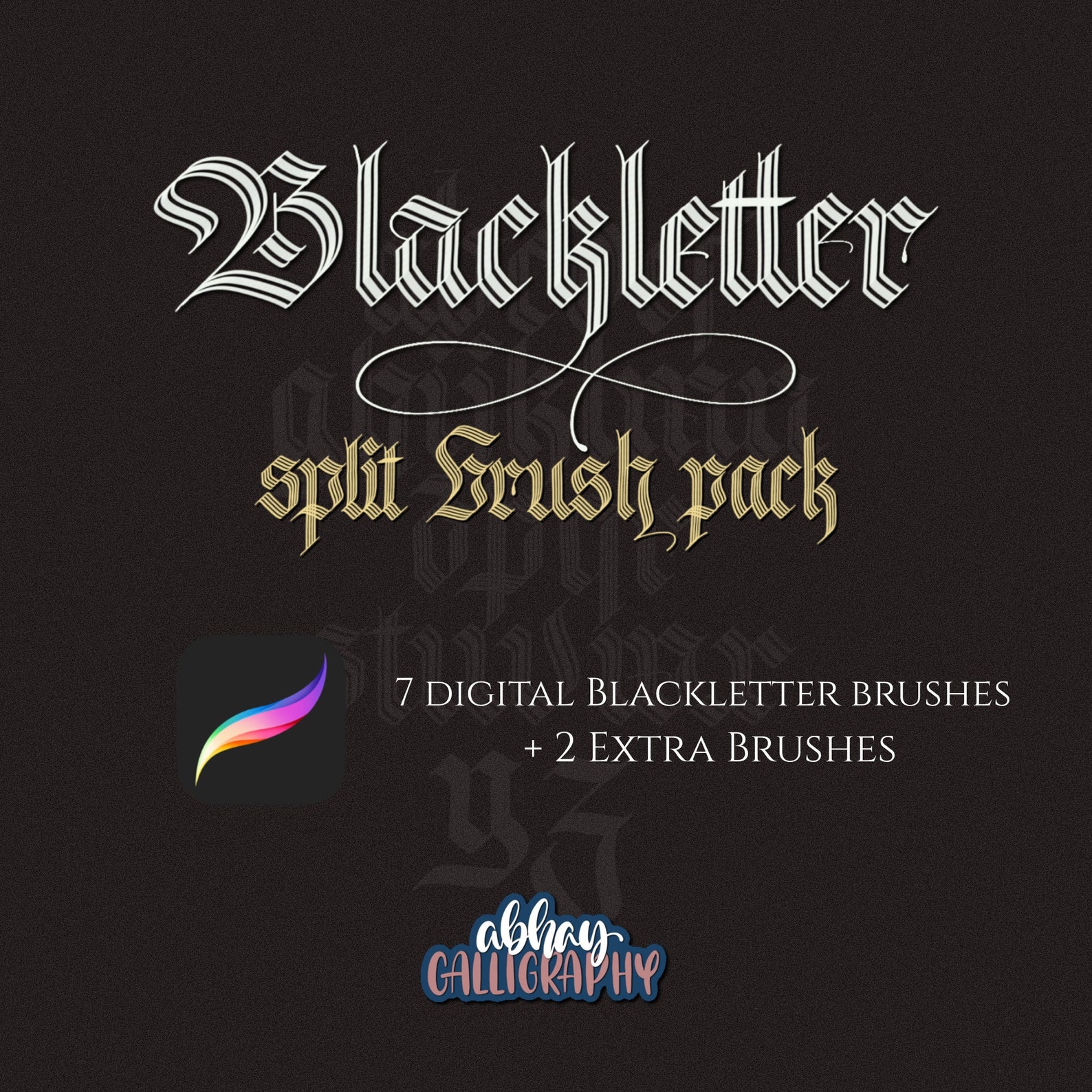 Blackletter/gothic Calligraphy Split Brushes for Procreate - Etsy