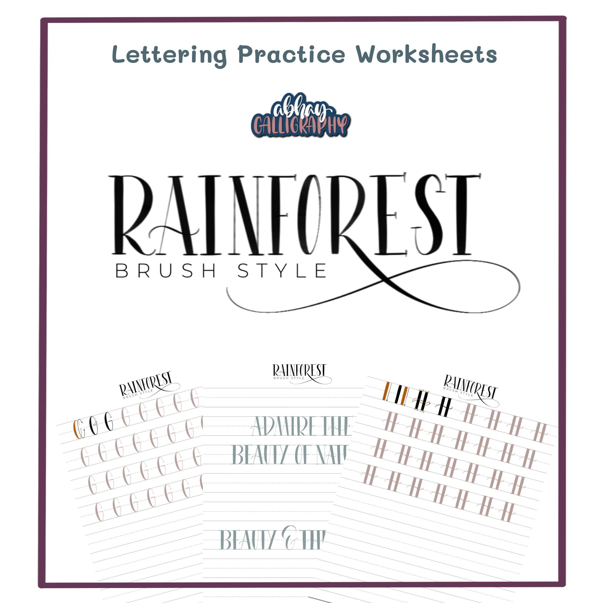 Rainforest Style Handlettering Workbook | DIGITAL DOWNLOAD | iPad ...