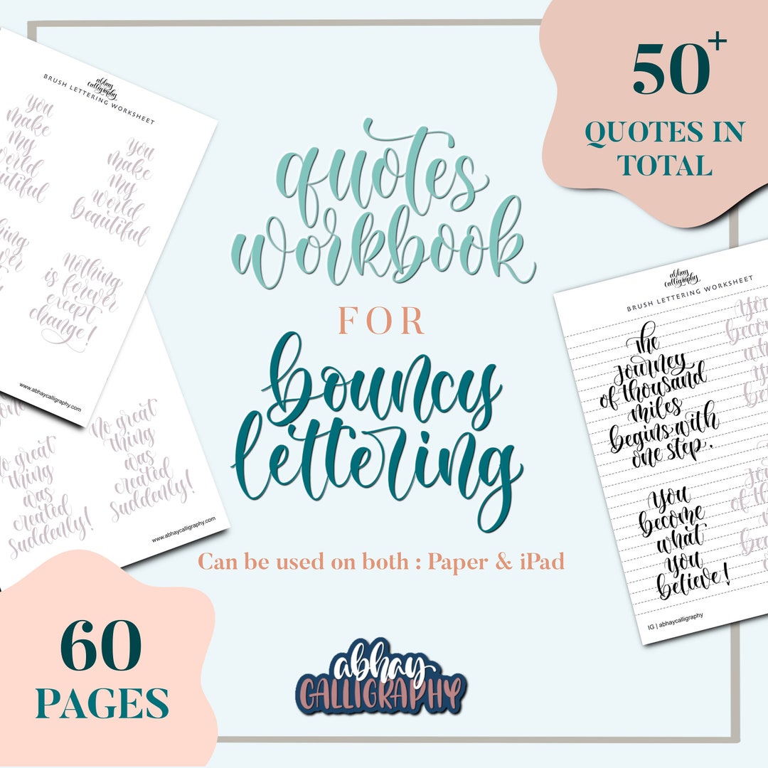 Quotes Handlettering Workbook | 50+ QUOTES | Bouncy Lettering Style ...