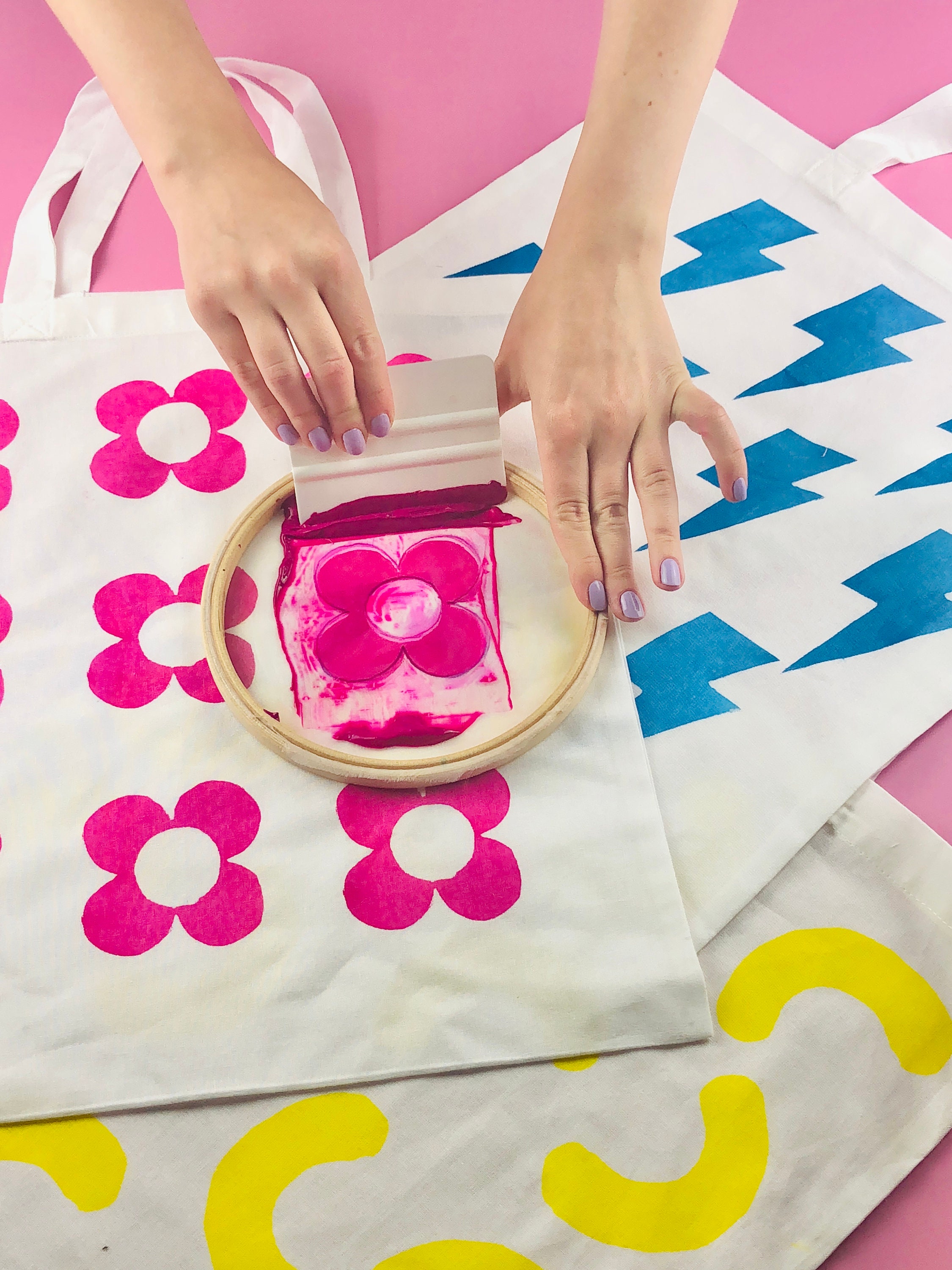Screen Print A Tote With an Embroidery Hoop Kit - Etsy