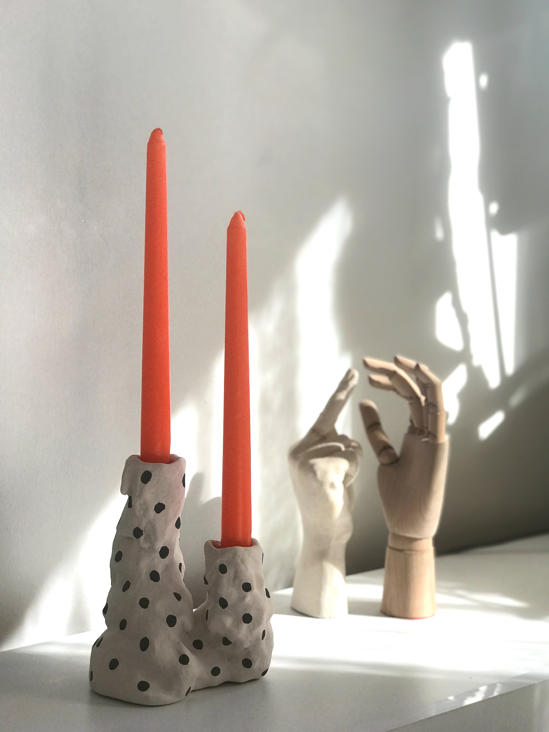 CANDLE STICK HOLDER, Double Candelabra, Handmade Ceramic Candlestick ...