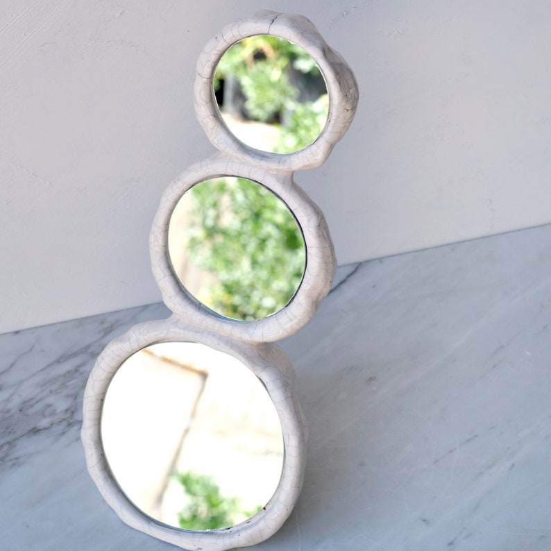 Triple Clay Table Mirror Ceramic Mirror Sculpture Contemporary Design ...