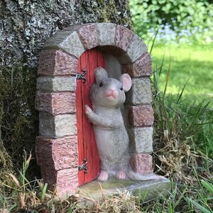 Heavy Resin Mouse Doorway With Red Door, Fairy Garden Door or Fairy ...