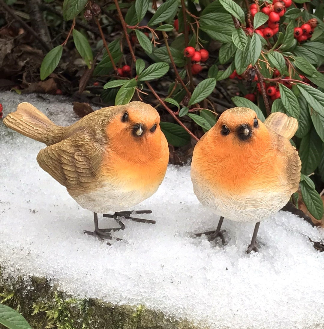 SET OF 2 Robin Ornaments Indoor or Outdoor Decorations, Great Bird ...