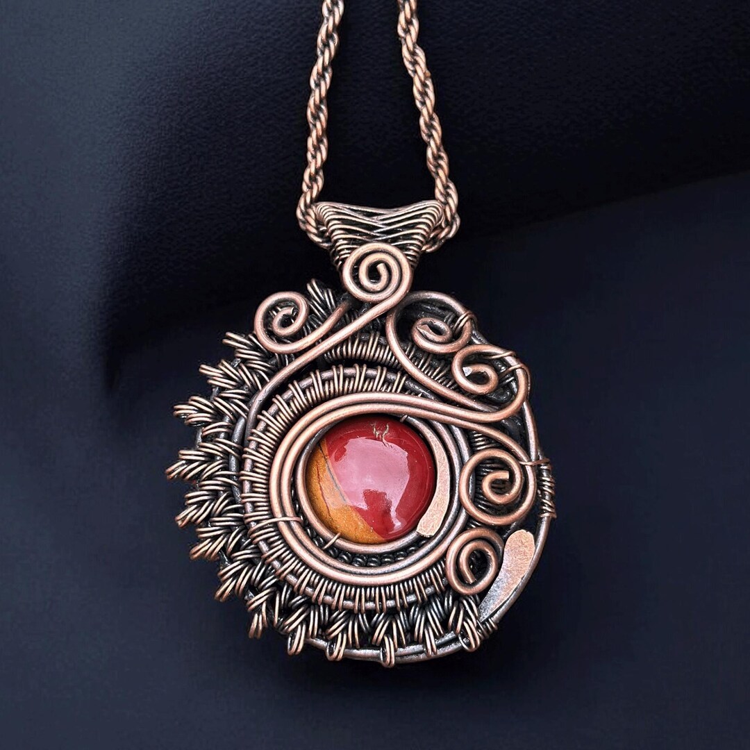 Nice Wire Pendant, Mookite , Copper Wedding Anniversary Gift/ Gift for ...