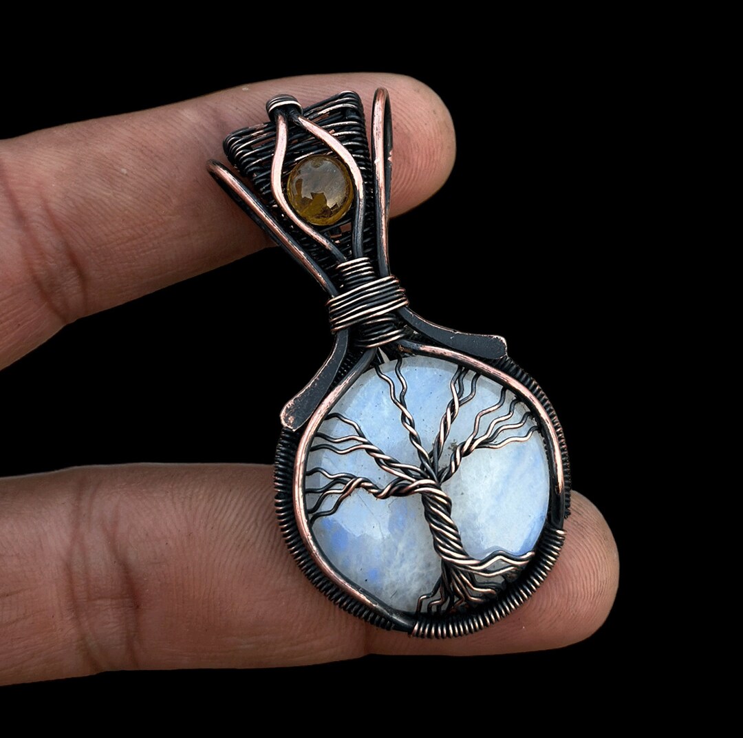 Moonstone Wire Wrapped Jewelry/ Copper Jewelry for Gift/ Valentines Day ...
