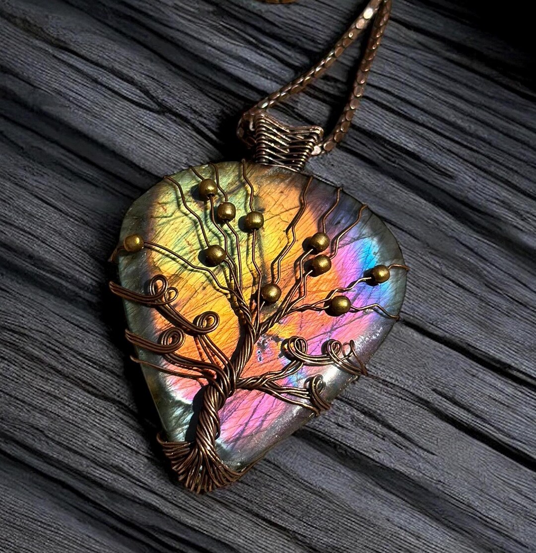 Labradorite Tree of Life Copper Wire Wrapped Pendant Necklace - Etsy
