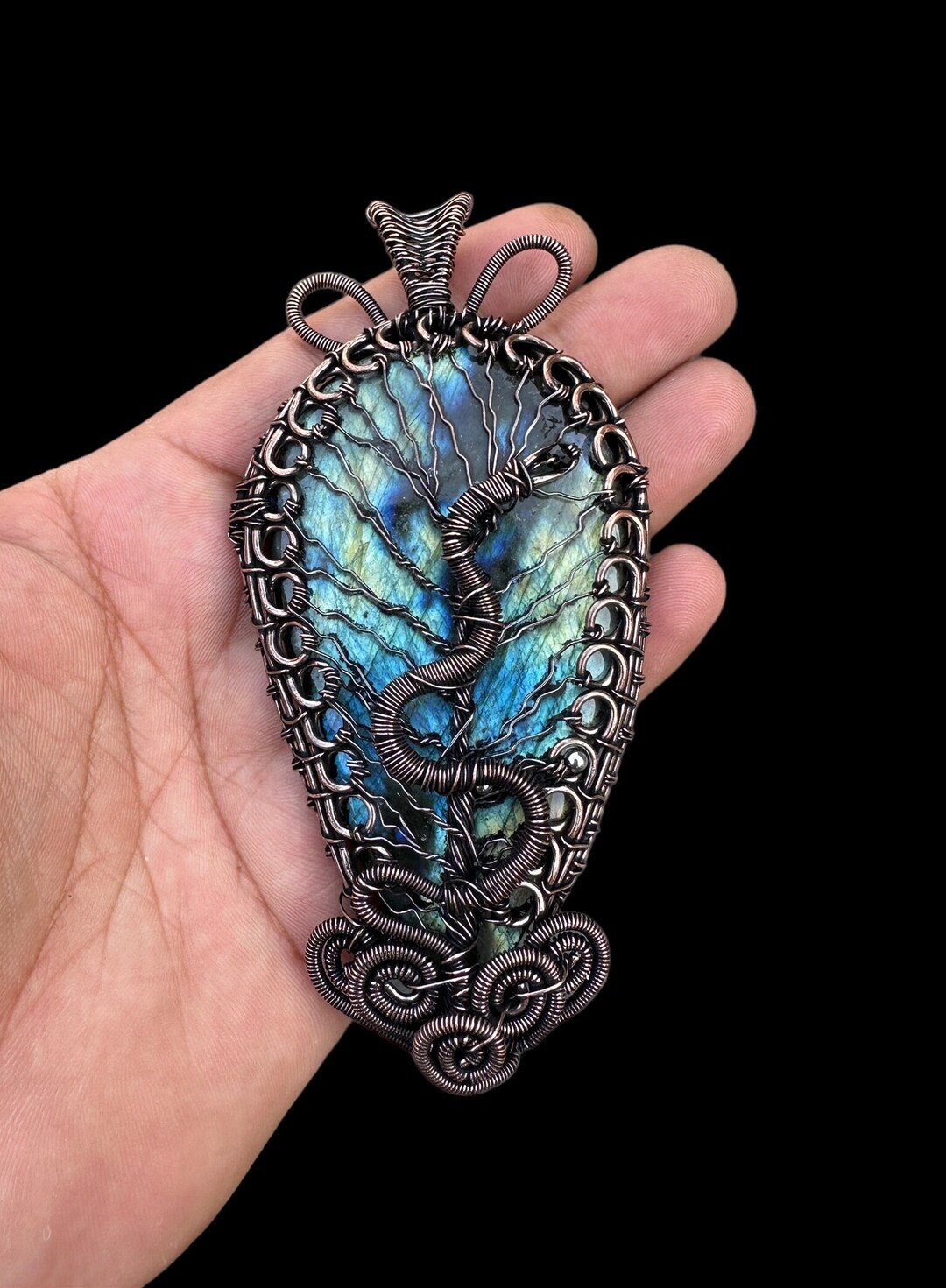 Labradorite Gemstone Snake Pendant Copper Wire Wrapped. Pendant Copper ...