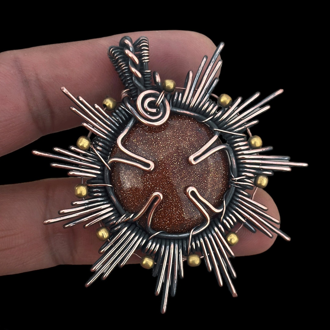 Sunstone Wire Wrapped Pendant. Wire Wrapped Sunstone. Sunburst Wire ...