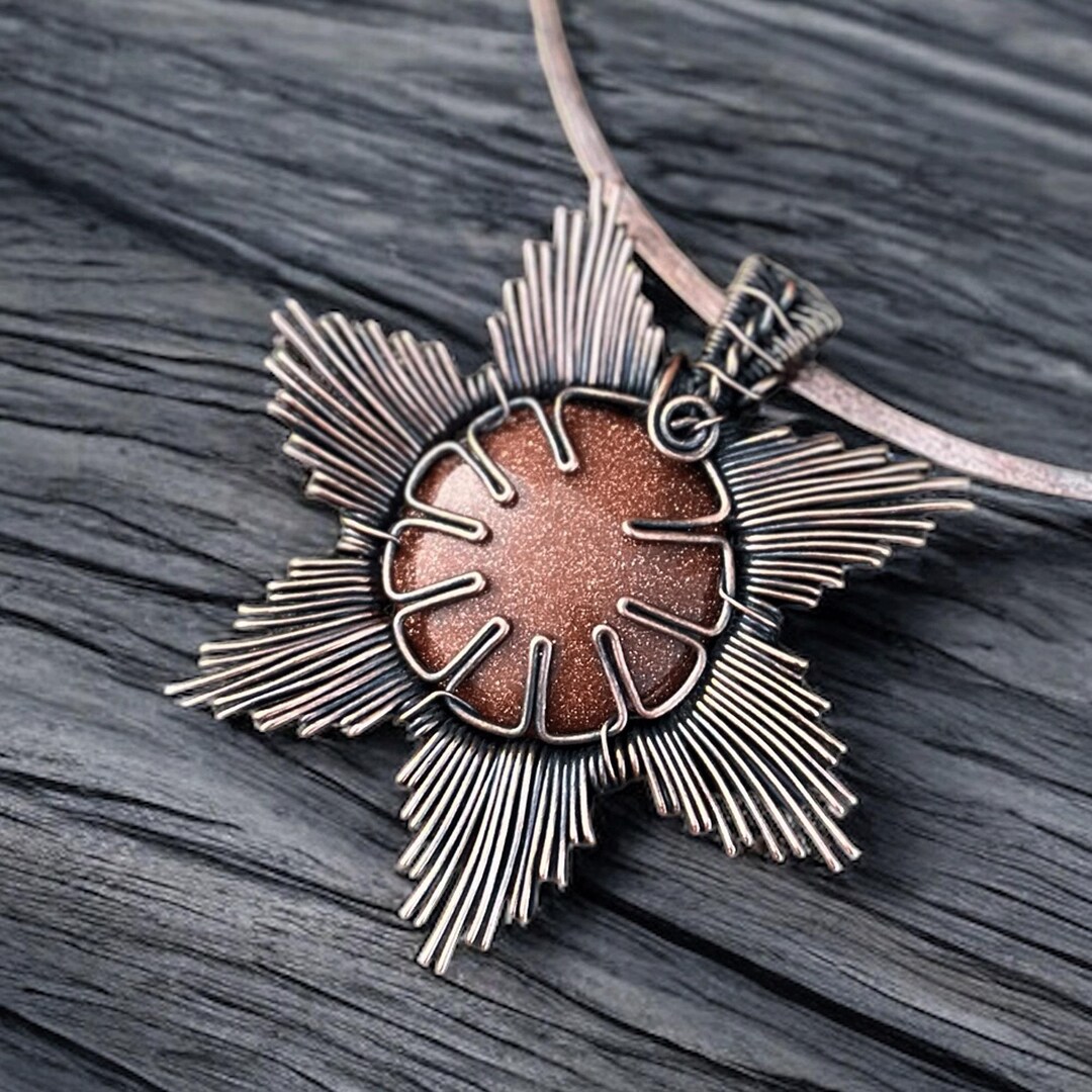 Sunstone Wire Wrapped Pendant. Wire Wrapped Sunstone. Sunburst Wire ...