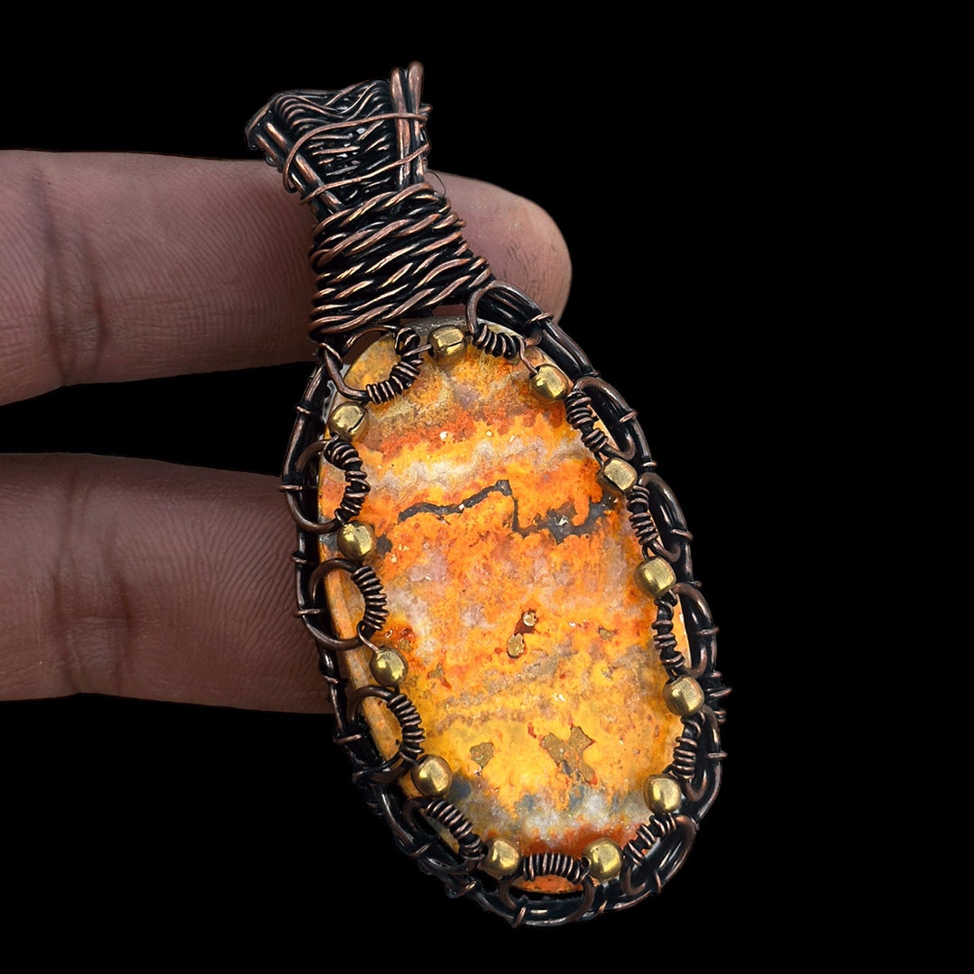 Bumblebee Gemstone Pendant Copper Wire Wrapped. Pendant Copper Jewelry ...