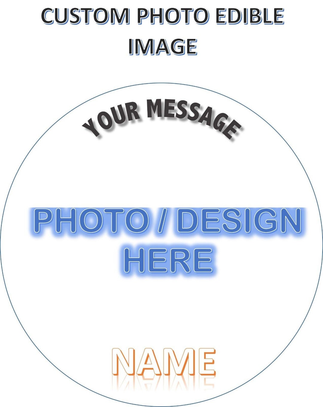 Your Own Design Custom Edible Cake Topper 19cm Round Birthday Party ...