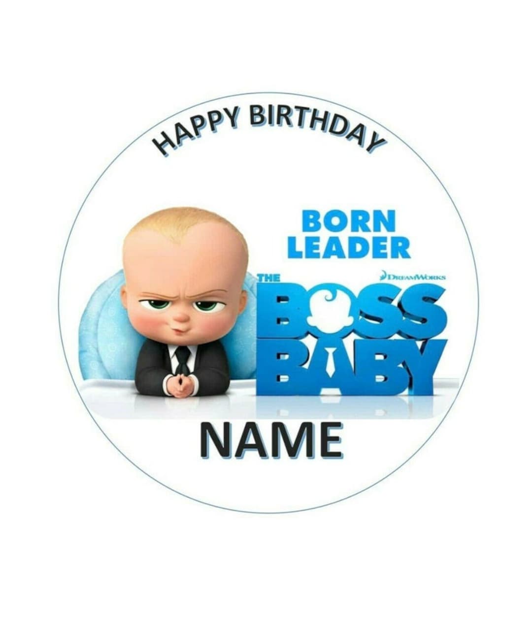 Boss Baby Edible Cake Topper 19cm Round Birthday Party - Etsy Australia