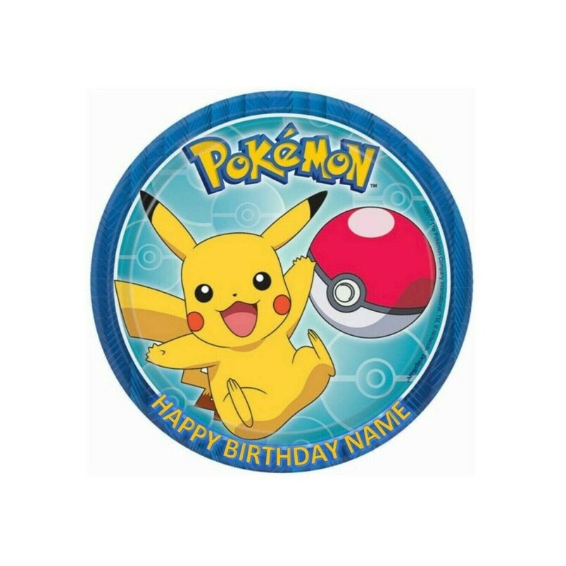 Pikachu Edible Cake Topper 19cm Round Birthday Party - Etsy