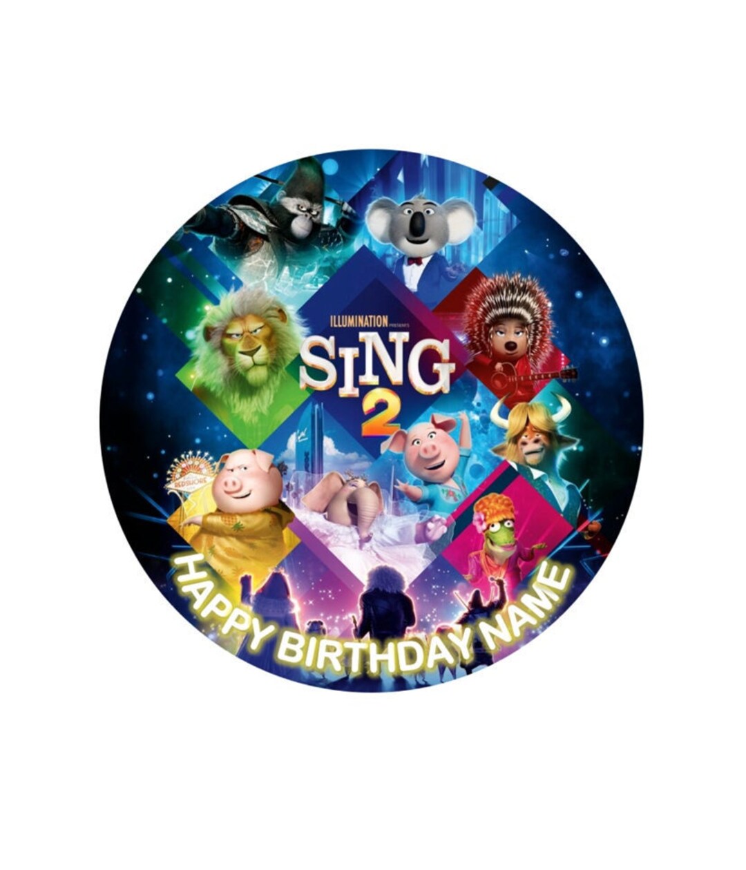 Sing Edible Cake Topper 19cm Round Birthday Party - Etsy