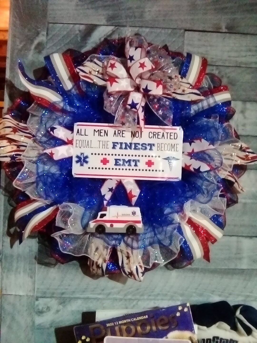 EMT Poly-deco Mesh Wreath - Male, EMT Support, Front Door Wreath - Etsy
