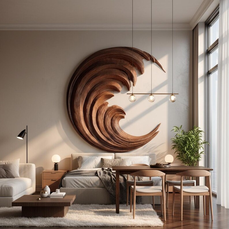 Oversized Carved Wood Wave Wall Art, Modern Ocean Sculpture - Etsy